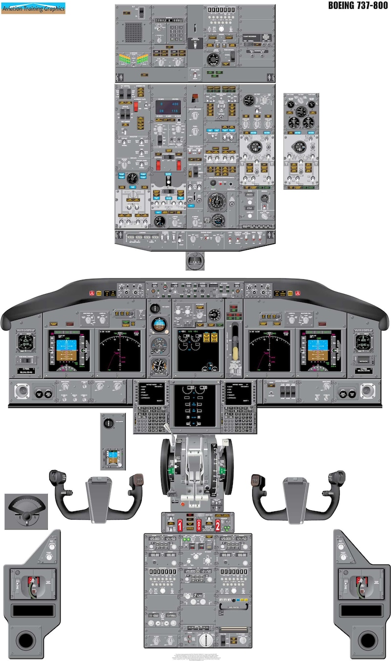 Boeing 737-800 Aircraft Cockpit Training Poster - Flight Schools ...