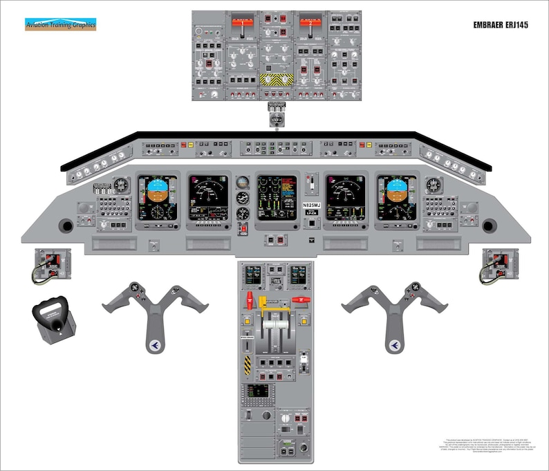 Embraer 145 Aircraft Cockpit Training Poster - Flight Schools, Pilots ...
