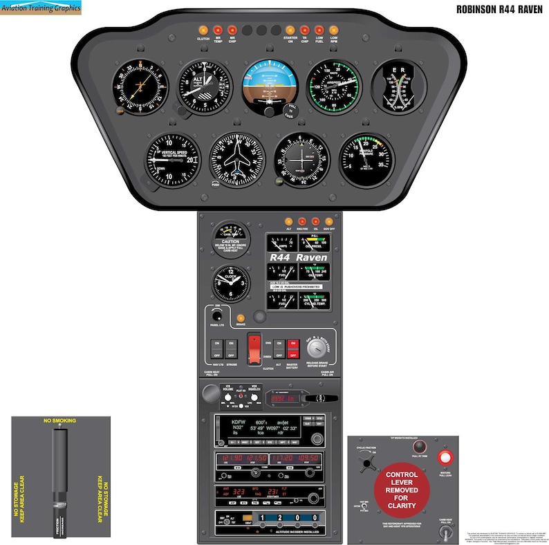 Robinson R44 Raven Helicopter Cockpit Training Poster - Flight Schools ...