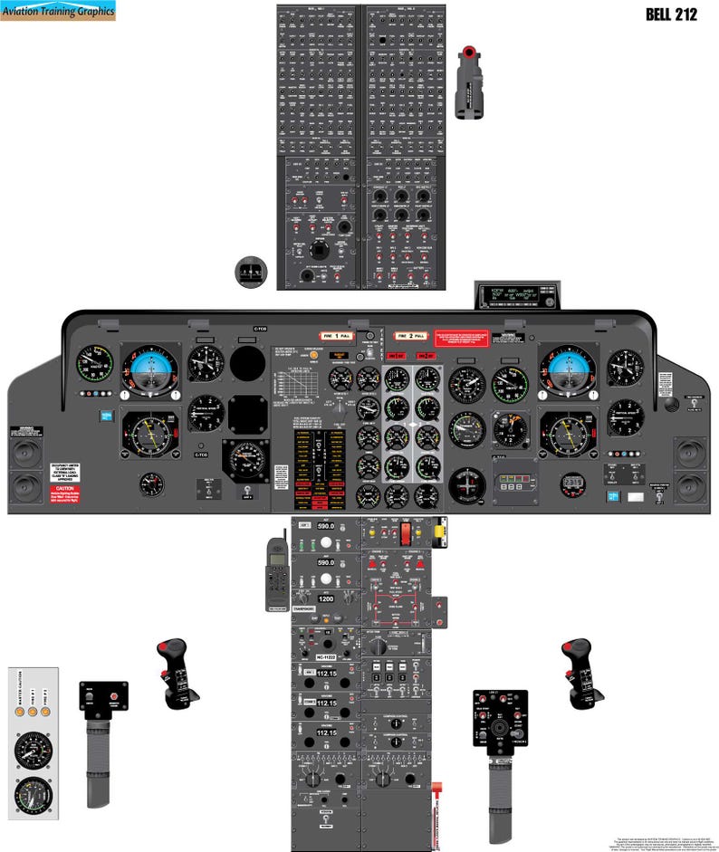 Bell 212 Helicopter Cockpit Training Poster - Flight Schools, Pilots ...
