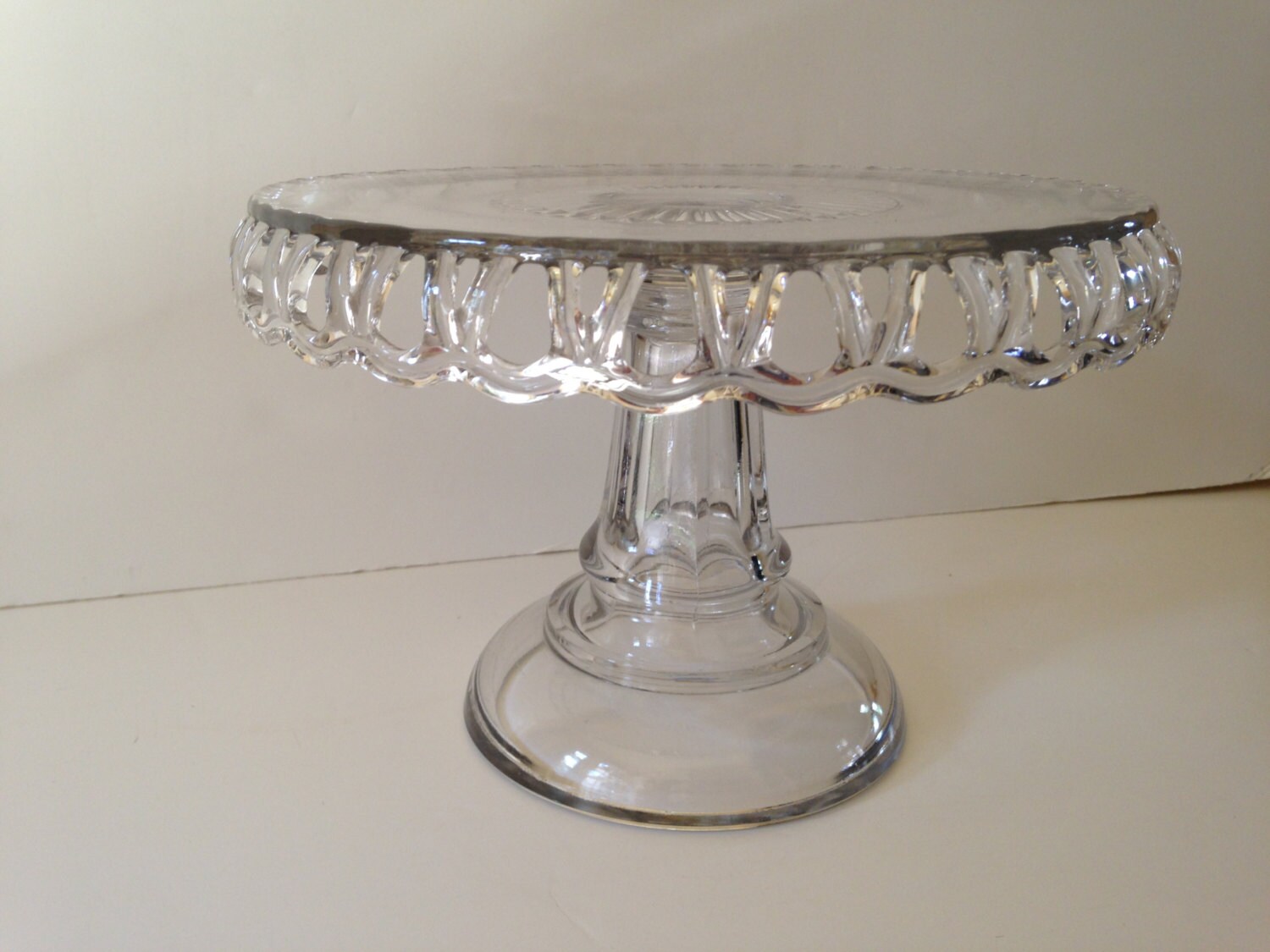 Antique Glass Pedestal Cake Stand | Etsy