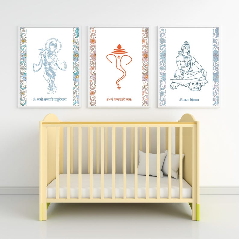 Ganesh, Krishna, Shiva Prints-poster-digital Wall Art-sanskrit ...