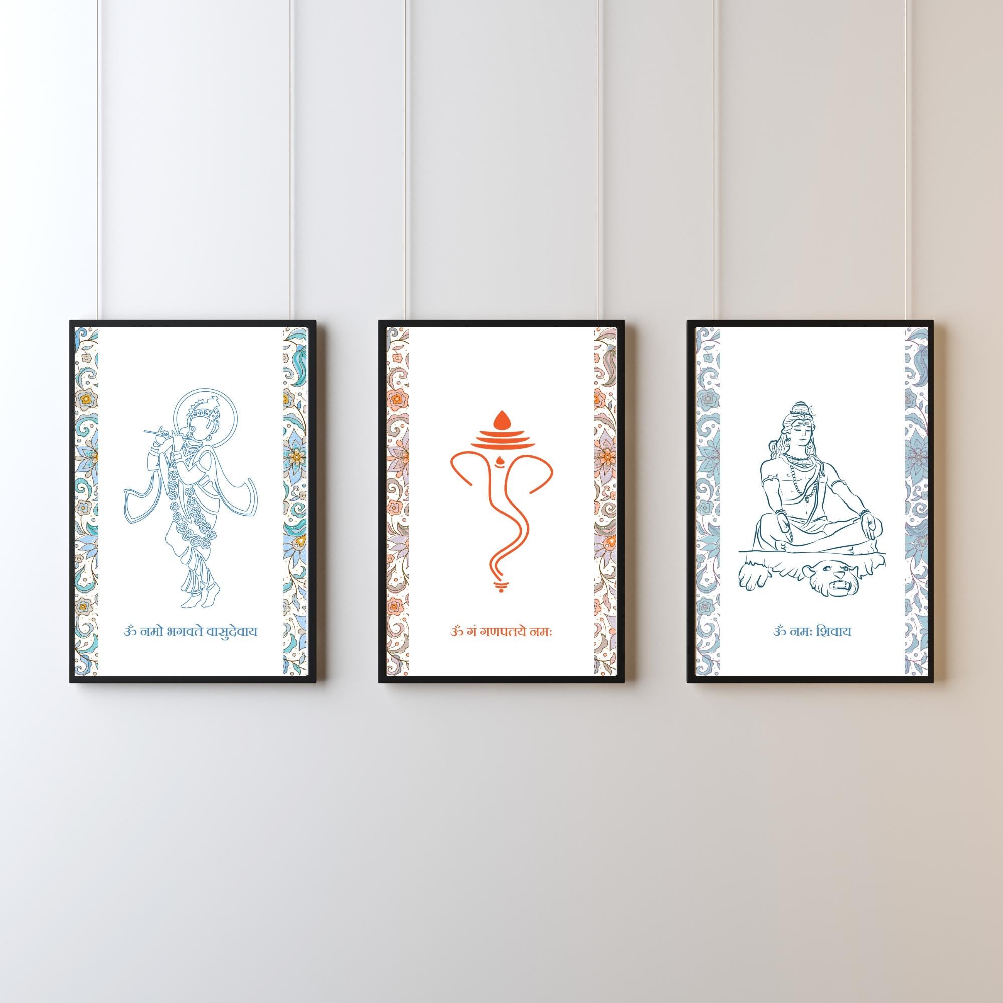 Ganesh, Krishna, Shiva Prints-poster-digital Wall Art-sanskrit ...