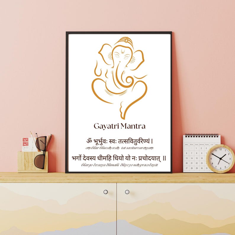 Gayatri Mantra-poster-digital Wall Art-sanskrit-spiritual Art-yoga Wall ...