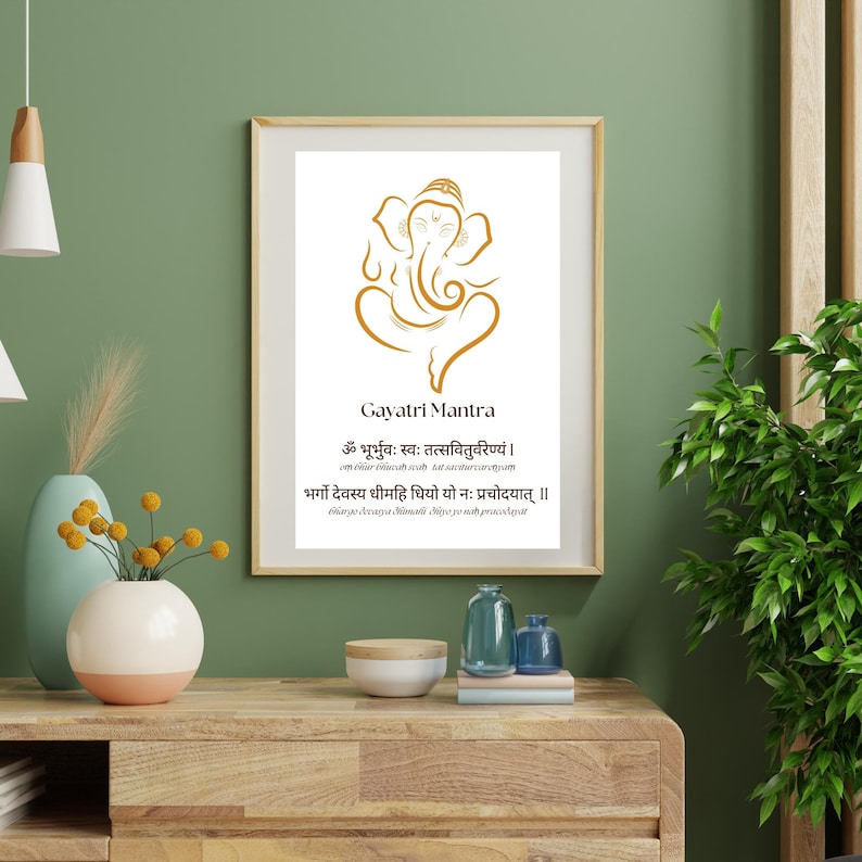 Gayatri Mantra-poster-digital Wall Art-sanskrit-spiritual Art-yoga Wall ...