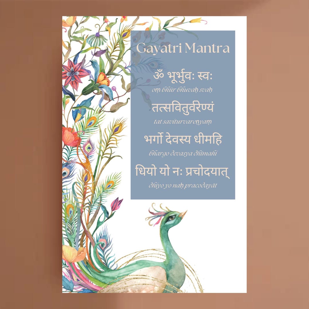 Gayatri Mantra-poster-digital Wall Art-sanskrit-spiritual Art-yoga Wall ...