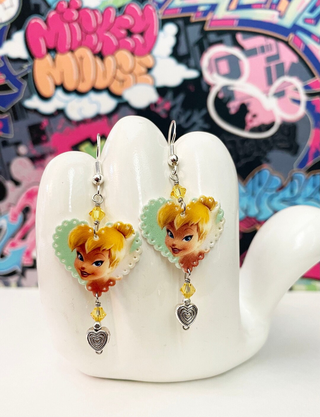 Tinkerbell Heart Shape Dangle Earrings - Etsy