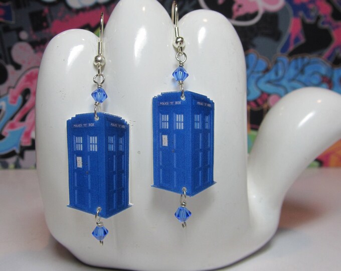 Doctor Who Tardis Dangle Earrings - Etsy