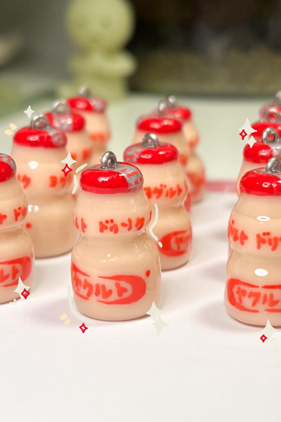 Japanese Snack Inspired Yakult Bottle Phone Charm Handmade Polymer Clay ...