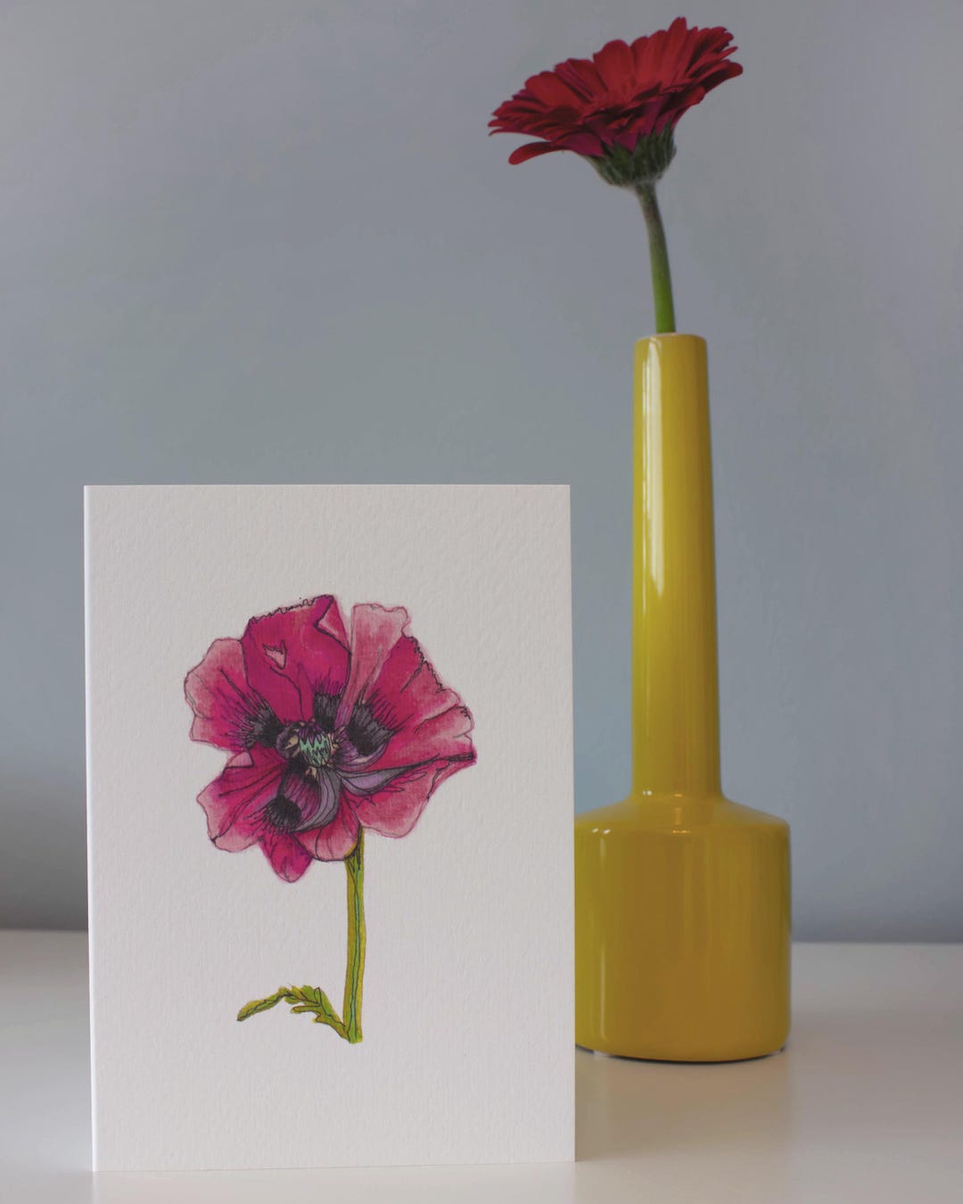Poppy Greeting Card | Print of Original Illustration | Tintoretto Gesso ...