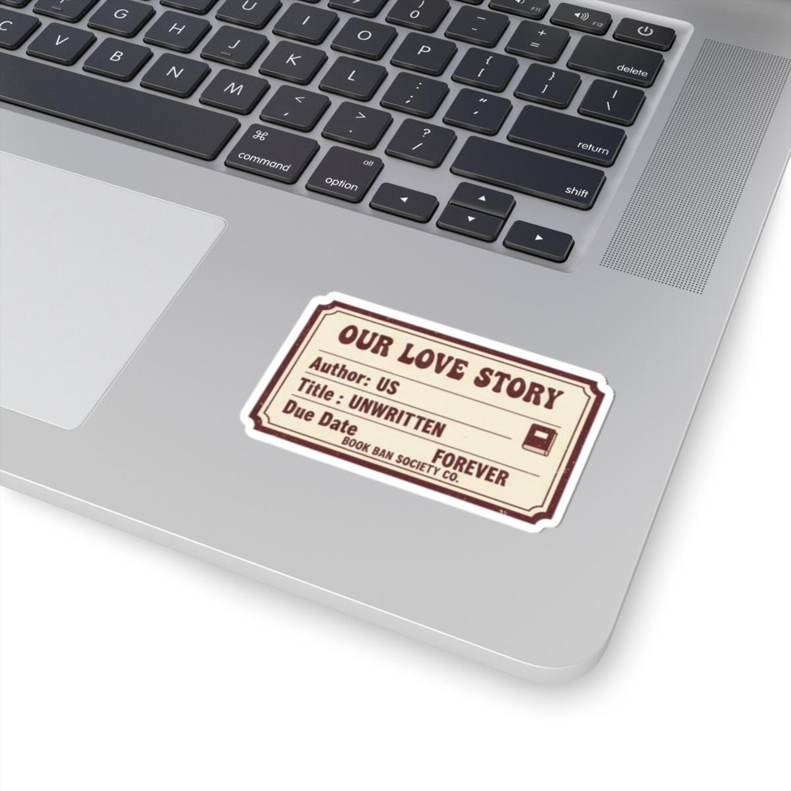 Our Love Story Sticker, Vintage Library Card Decal, Bookish Romance ...
