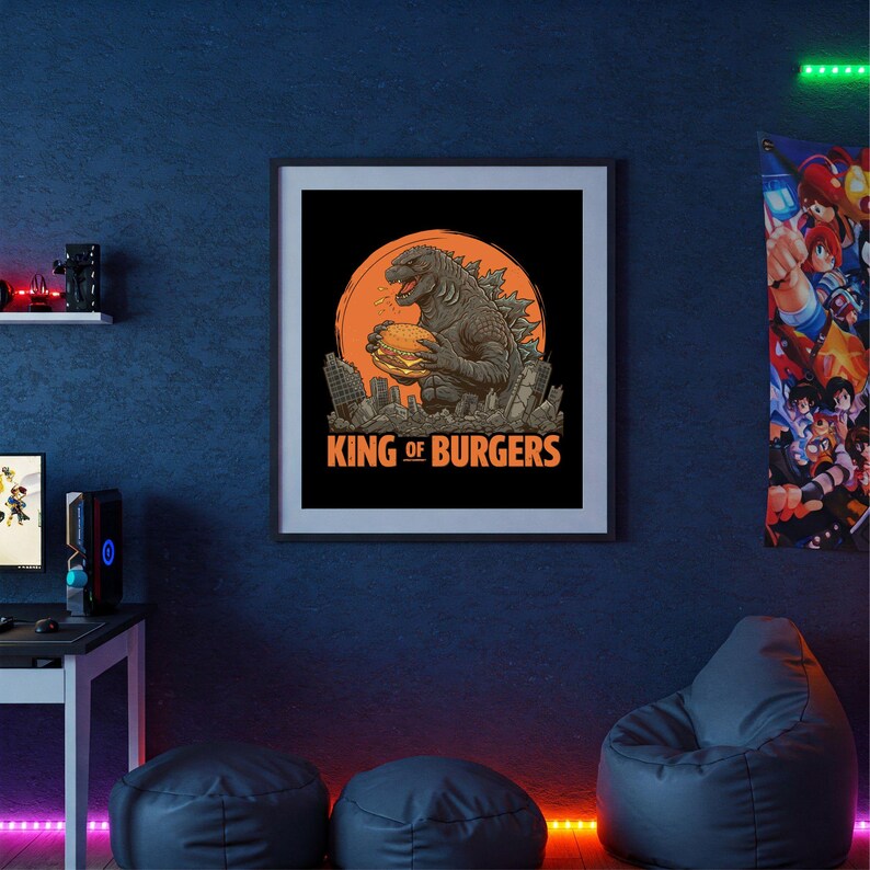 Godzilla King of Burgers, SVG, PNG, JPG, Poster, Transparent Background ...