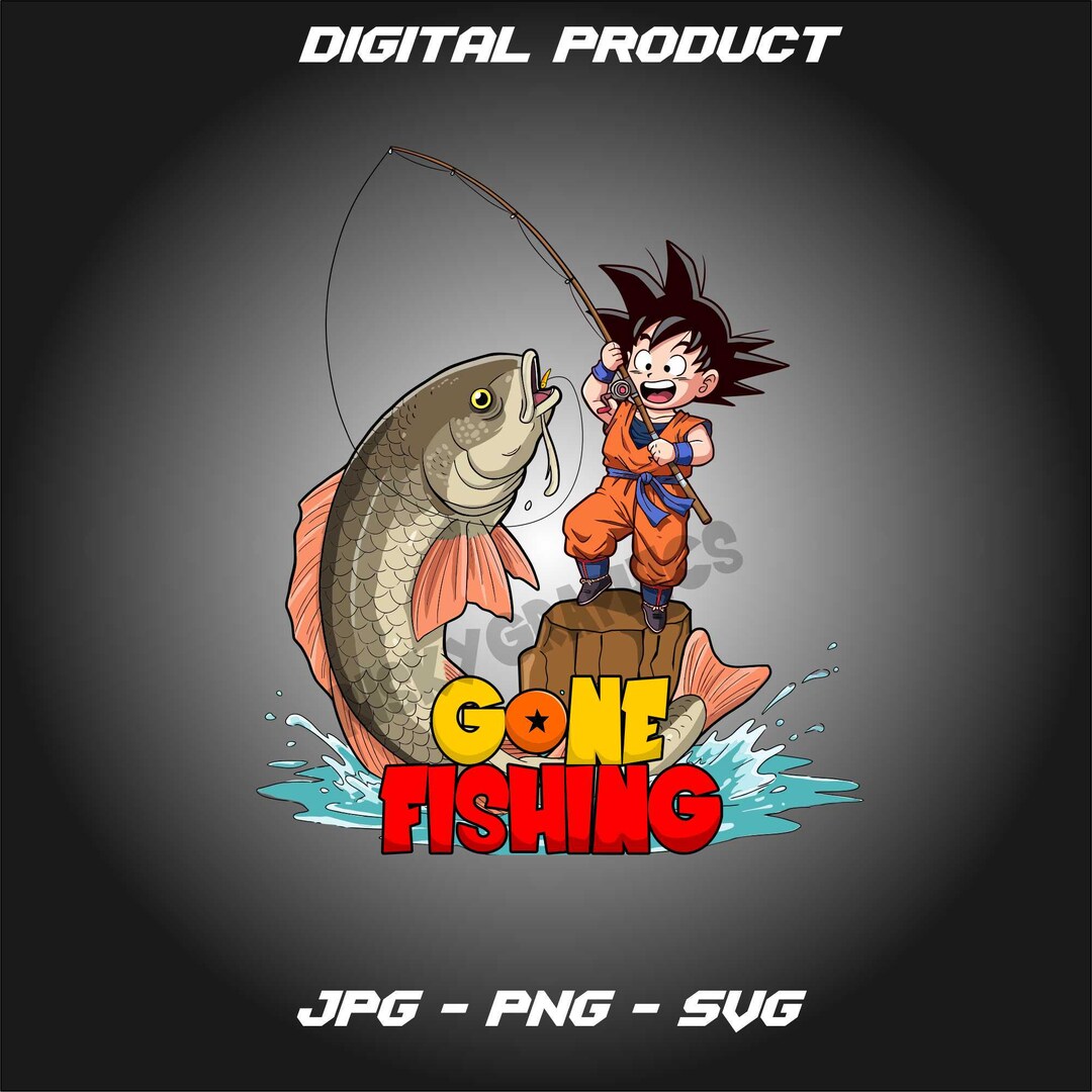 Dragon Ball Z, Little Goku Fishing a Big Fish, Fan Art, T-shirt Design ...