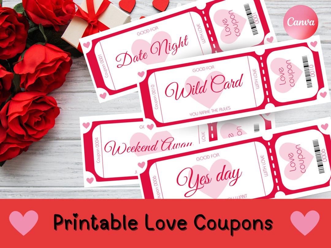 15 Printable Love Coupon Book Gifts for Her or Him Valentine’s Day ...