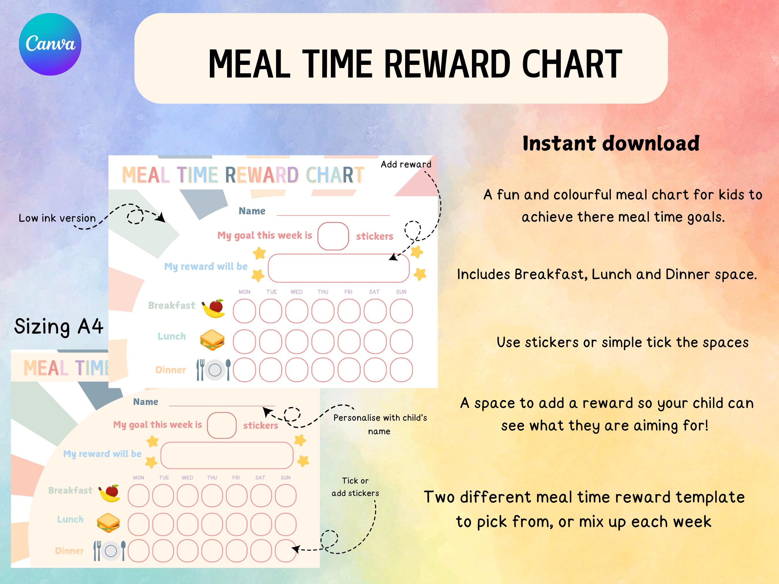 Kids Reward Chart Chore Checklist for Kids, Digital Download, Printable ...
