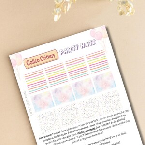 DIY Calico Critters Birthday Party Hats - Digital Printable Template - Etsy