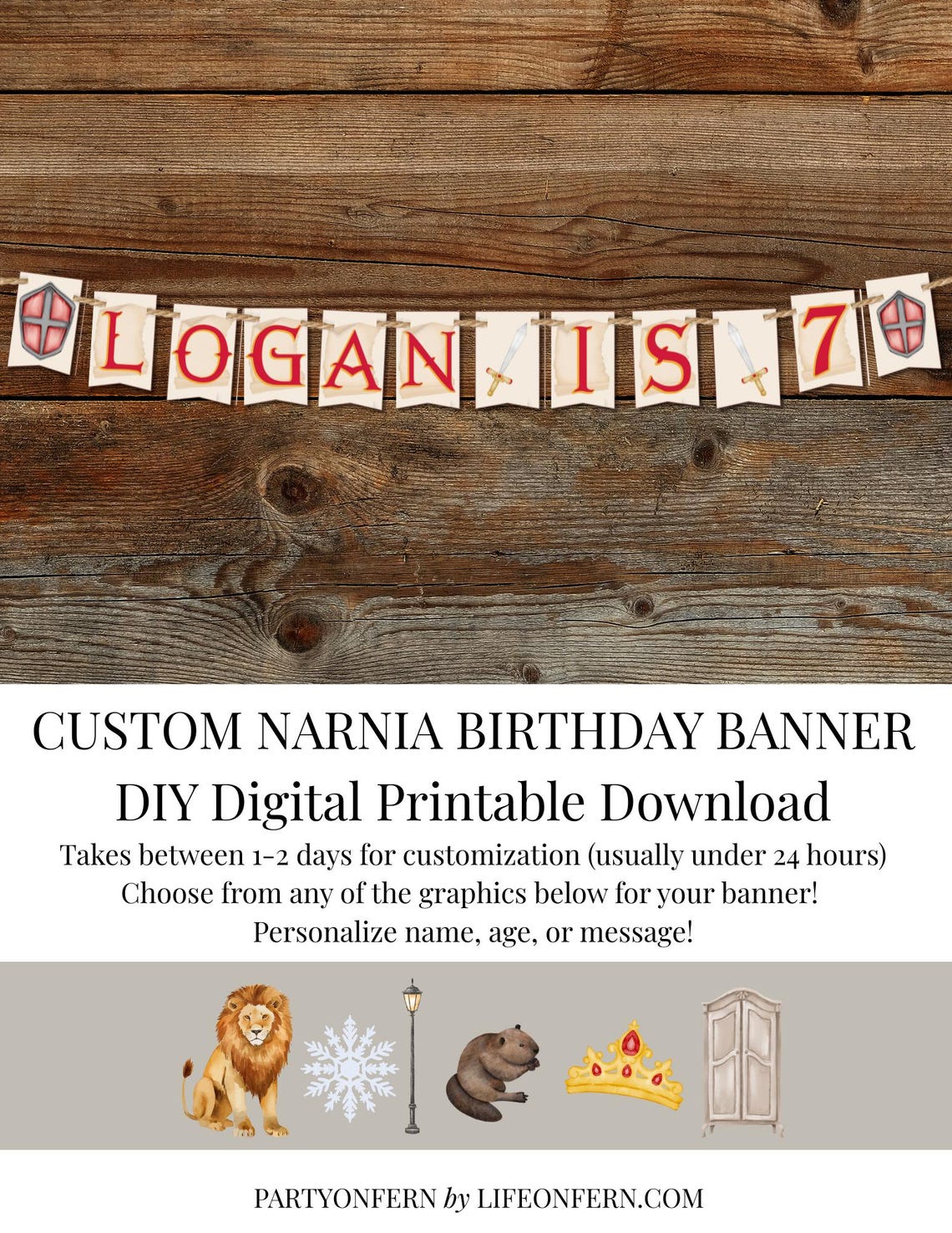 Custom Narnia Birthday Banner Printable | Personalized Name, Age ...