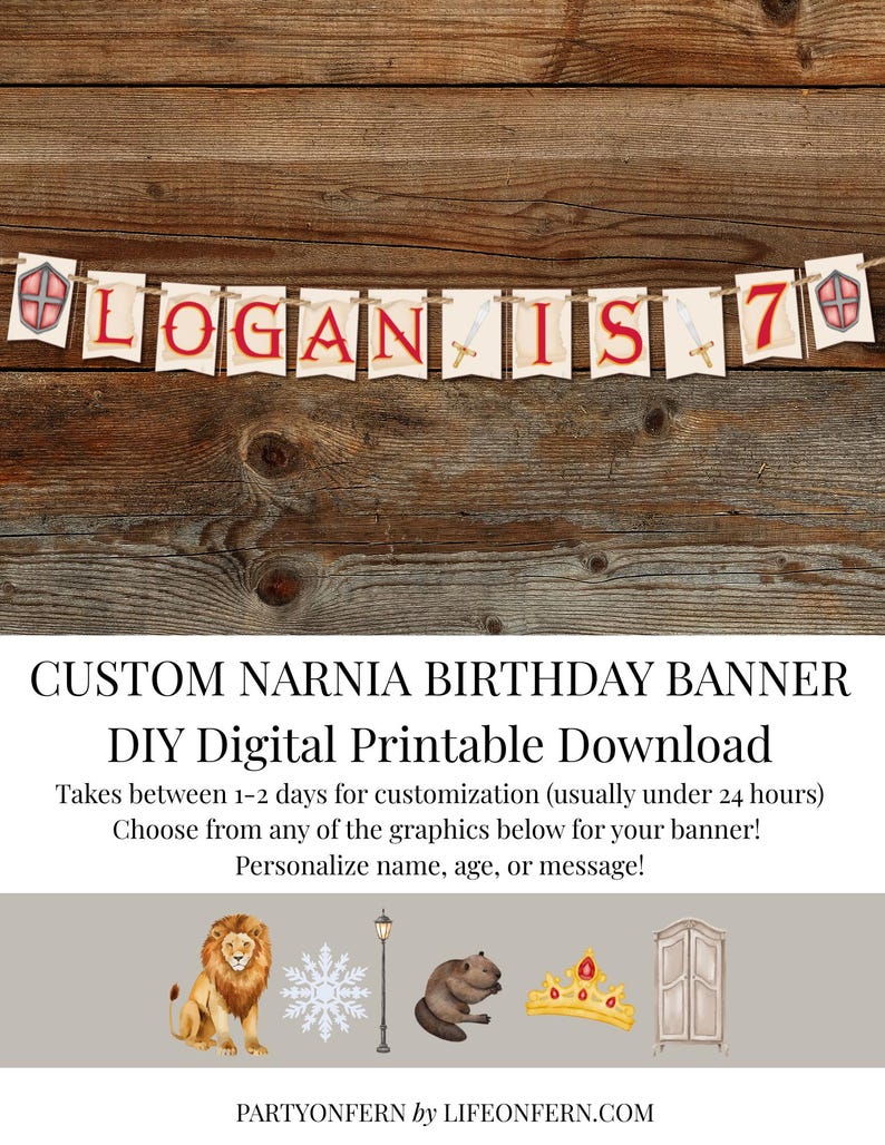 Custom Narnia Birthday Banner Printable | Personalized Name, Age ...