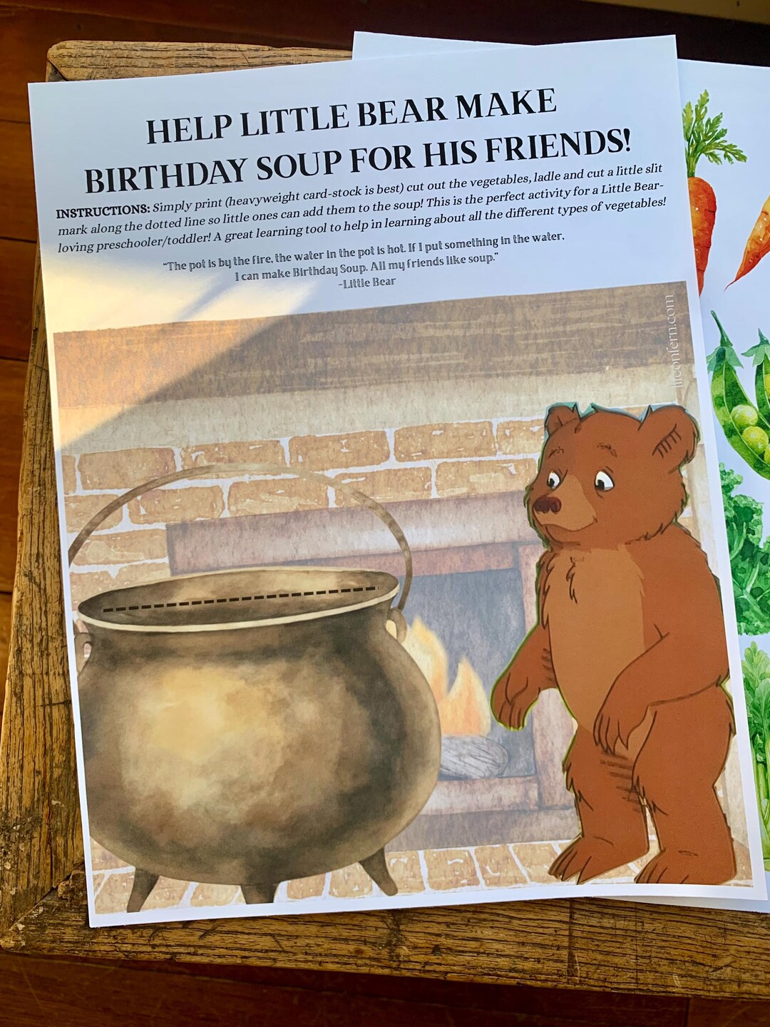 Little Bear Birthday Soup Learning Activity Sheet | Printable - Etsy