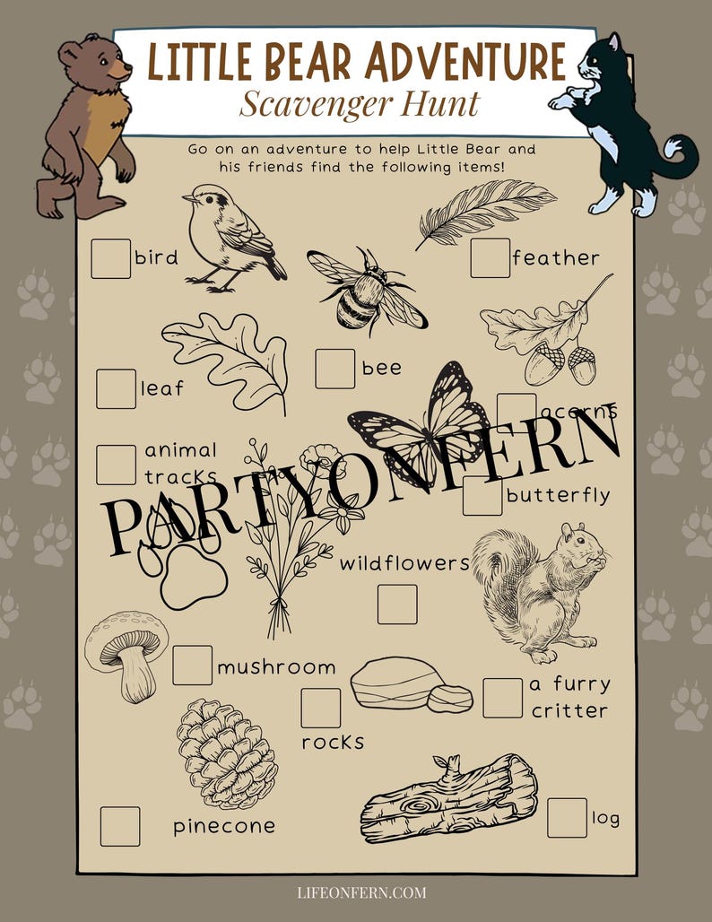 Little Bear Nature Scavenger Hunt Printable | Kids Outdoor Adventure ...