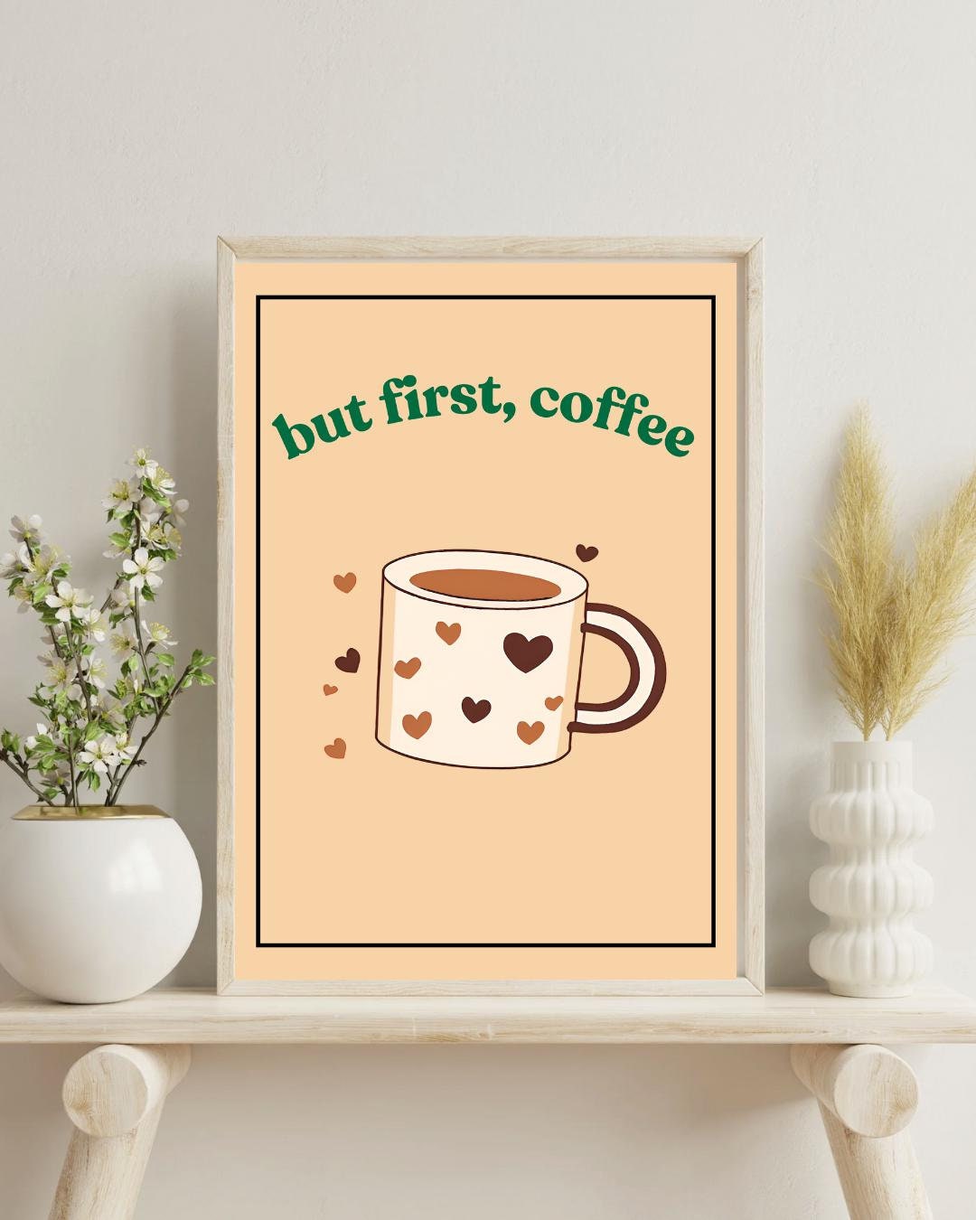 Coffee Lover Wall Art Print- Coffee Cup Poster, Kitchen Decor, Modern ...