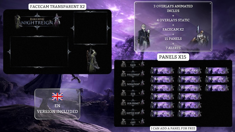 Elden Ring Nightreign Stream Pack / Overlays, Webcam Frames & Panels / Animated, Static Scenes ...