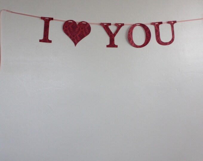 I Love You Heart Banner Paper Garland - Etsy