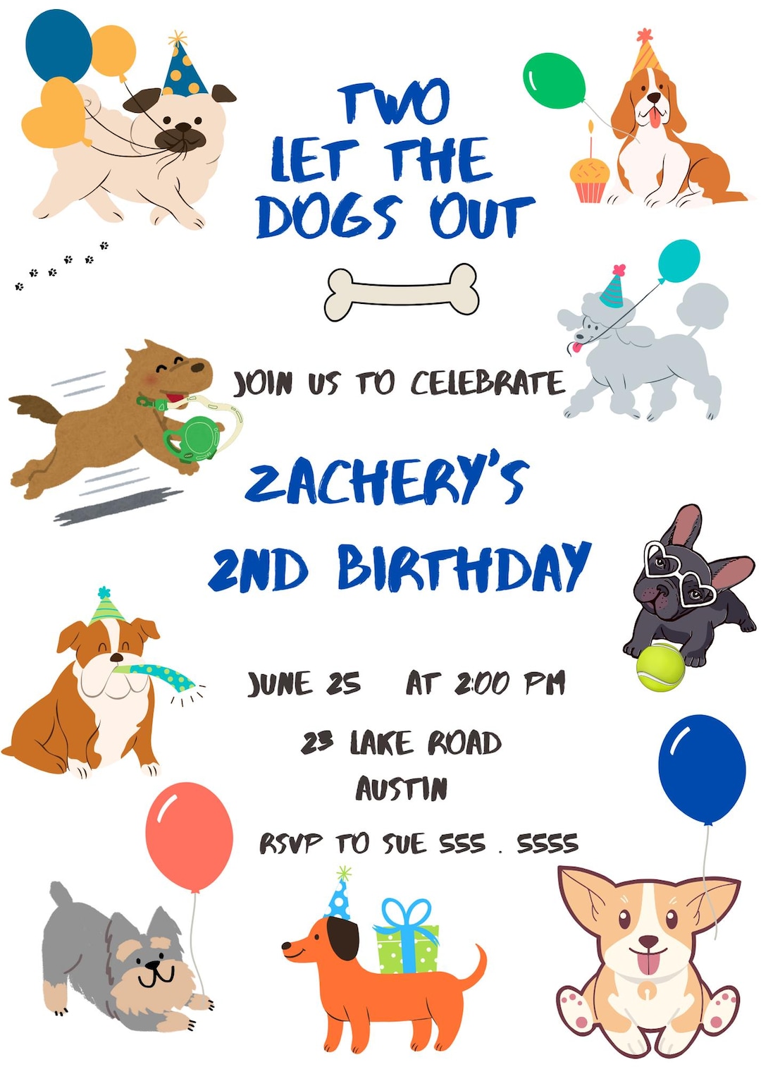 Two Let the Dogs Out Invitation, 2nd,3rd,4th,5th,6th,7th,8th 9th ...