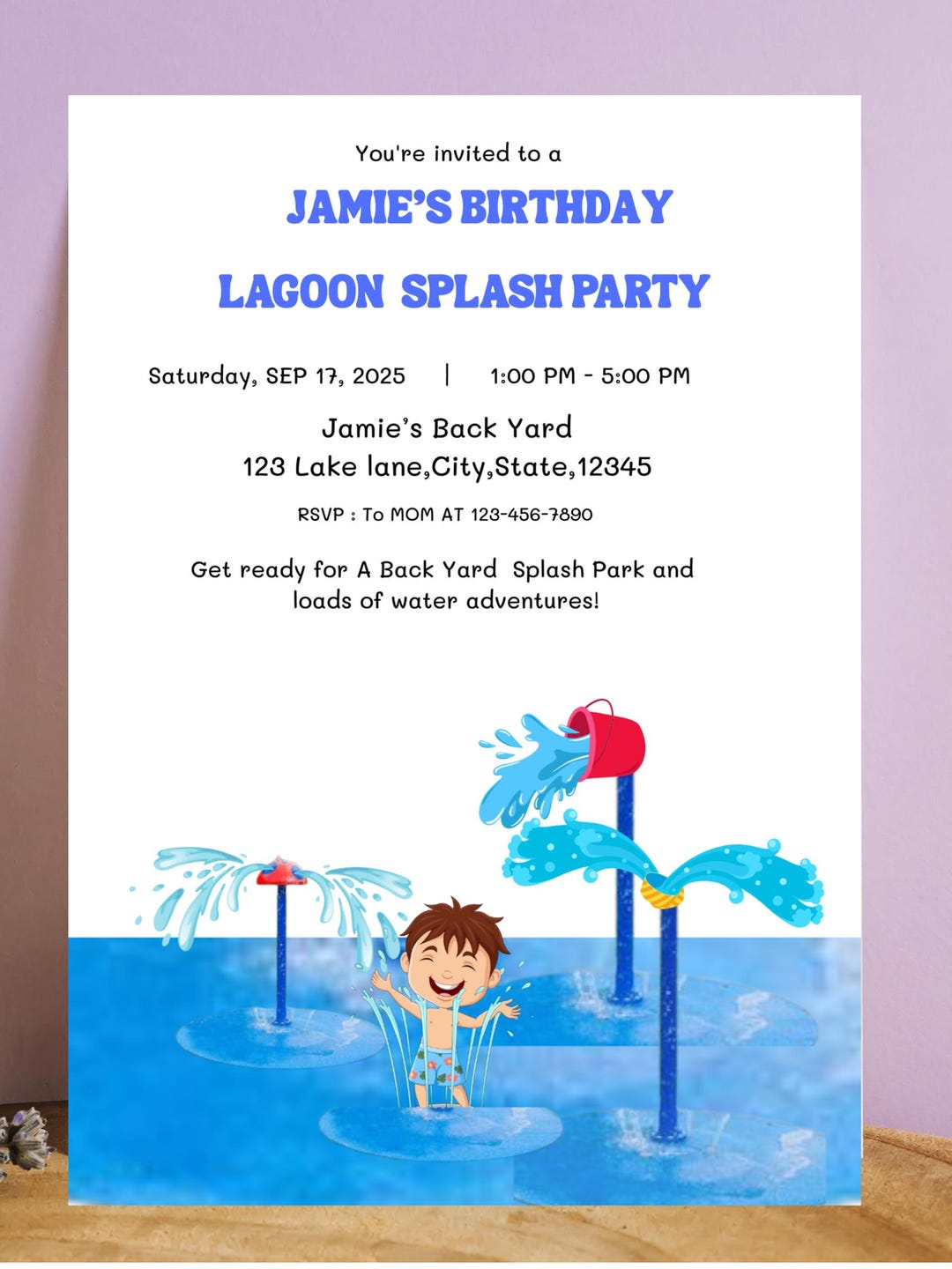 Lagoon Birthday Party Invitation: Splash Pad Backyard Invite ...