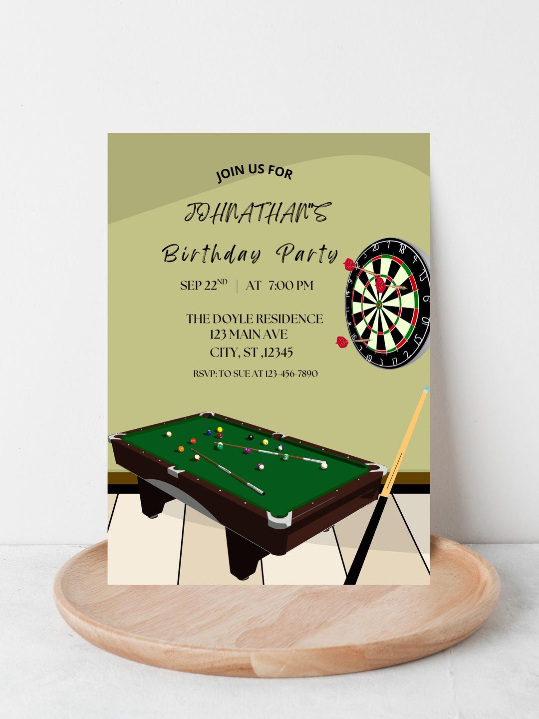 Billiards & Darts Birthday Party Invitation, Adult Birthday Party ...