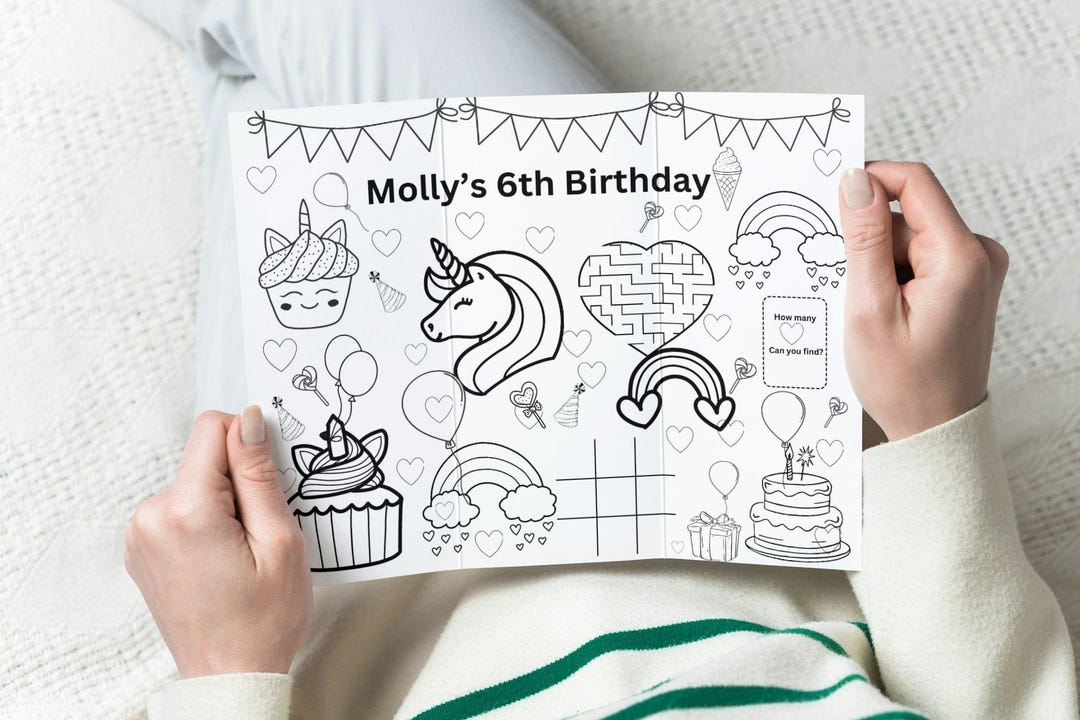 Birthday Coloring Activity Mat.trending Kids Party Activity Mat for ...