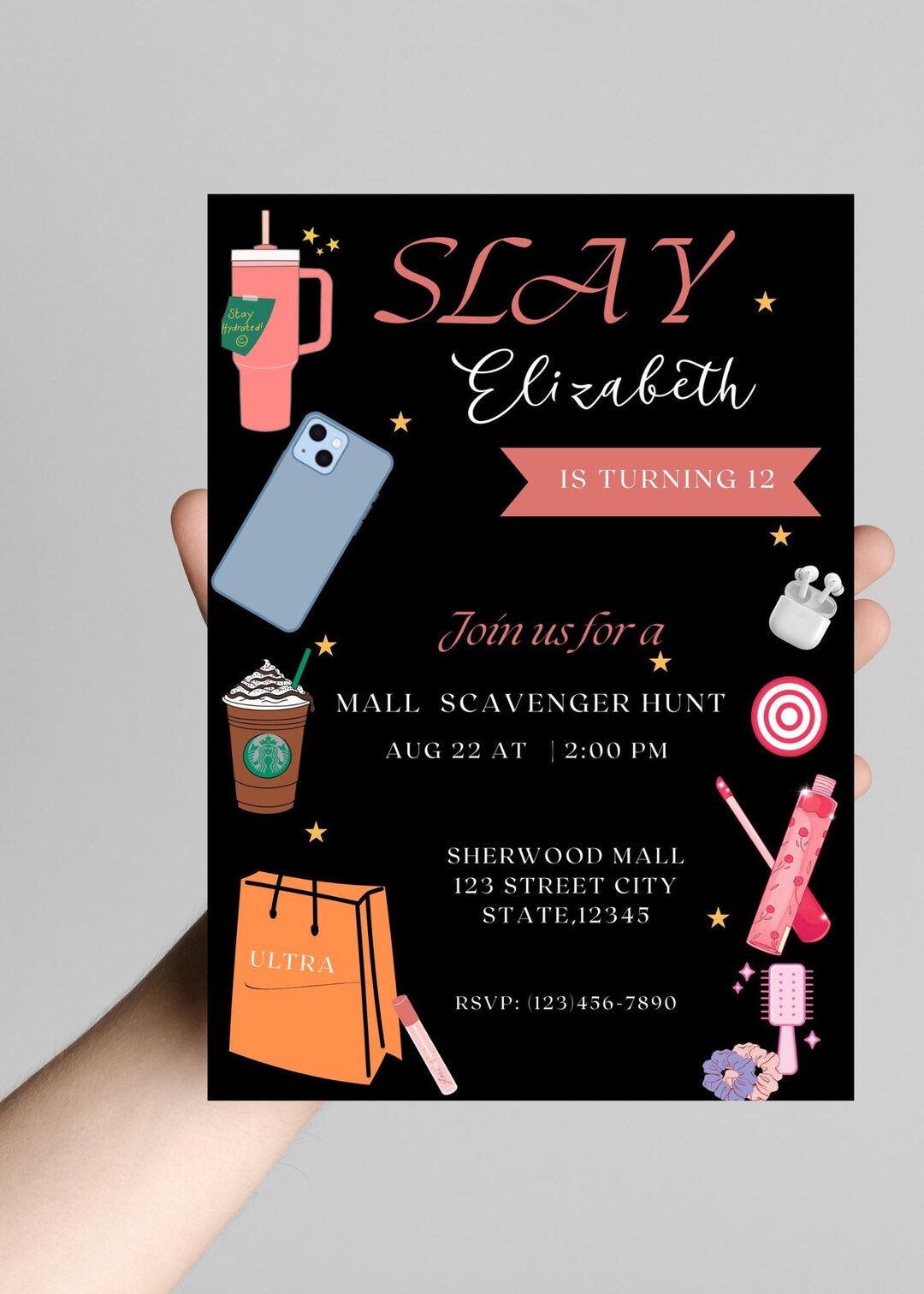 Slay Birthday Party Invitation, Teen Mall Birthday Party.trending ...