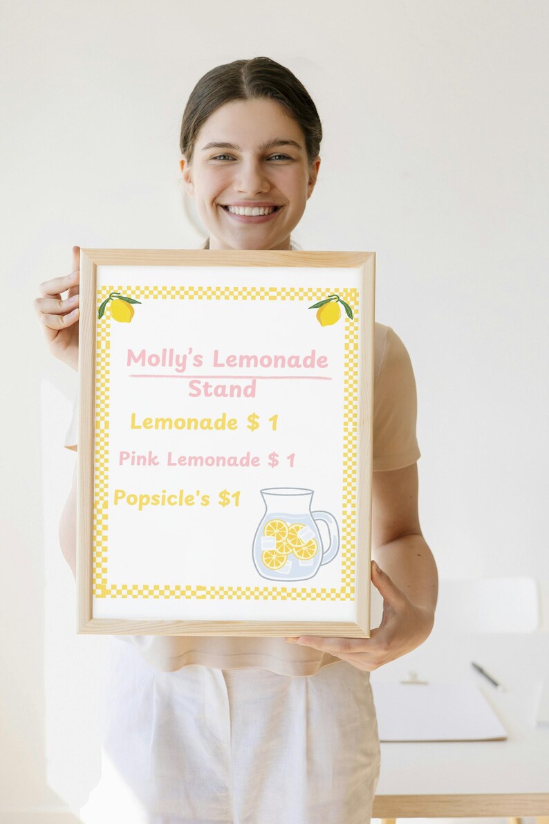 Lemonade Stand Sign,lemonade Stand Sign, Lemonade Stand Menu, Kids ...