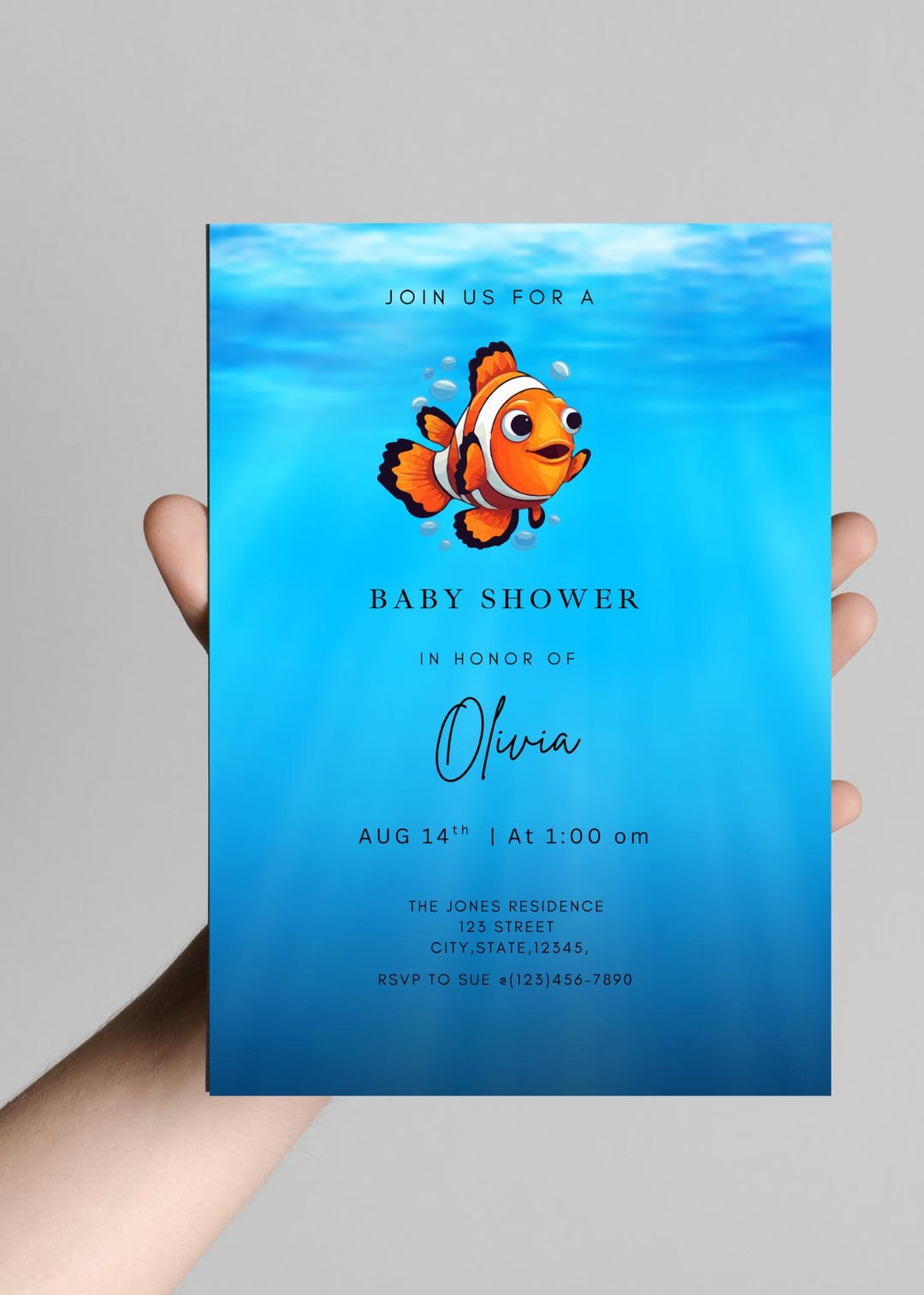 Fishy Baby Shower Invitation,trending Nemo Gender Neutral Baby Shower ...
