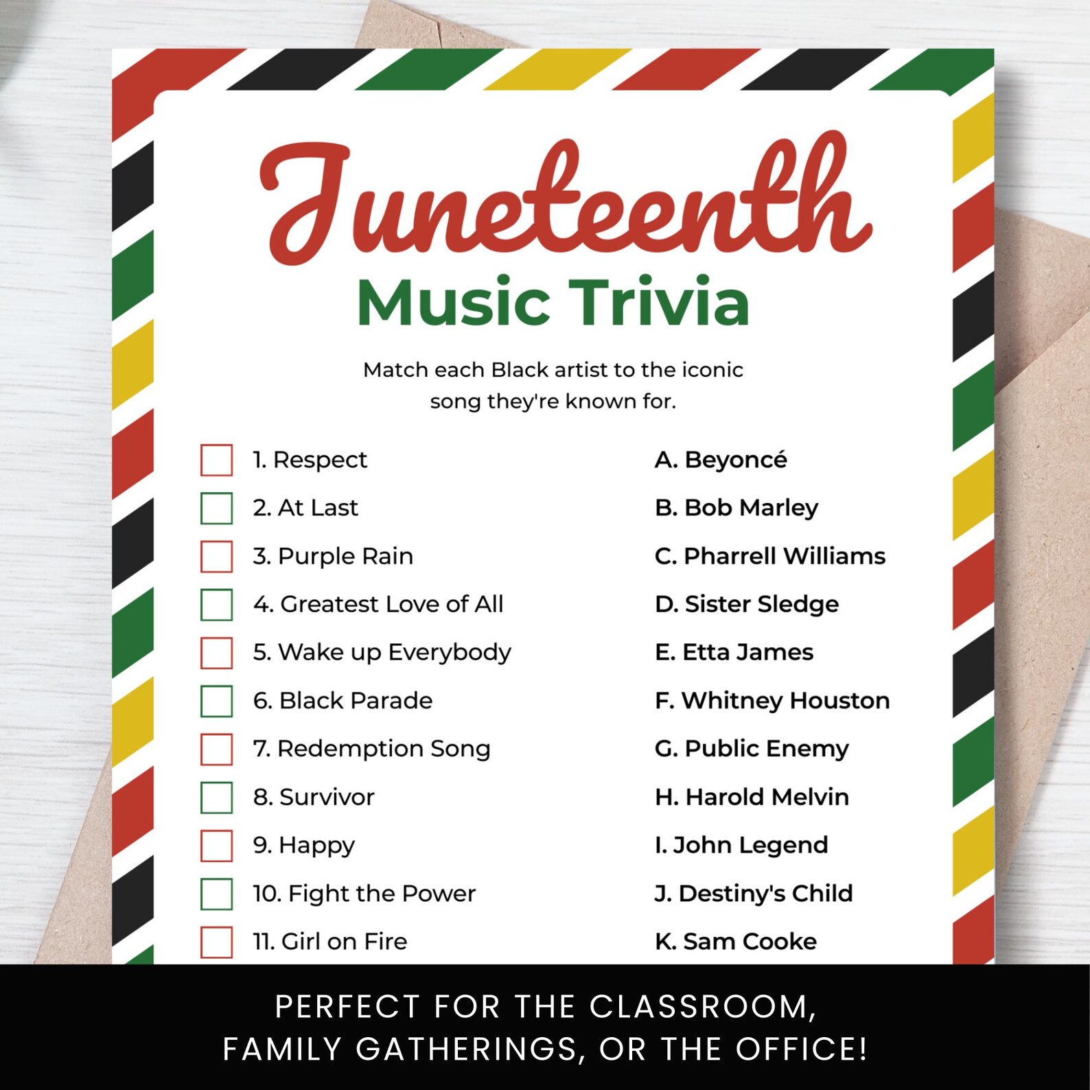 Juneteenth Music Trivia Game, Freedom Day Printable, Juneteenth Song ...