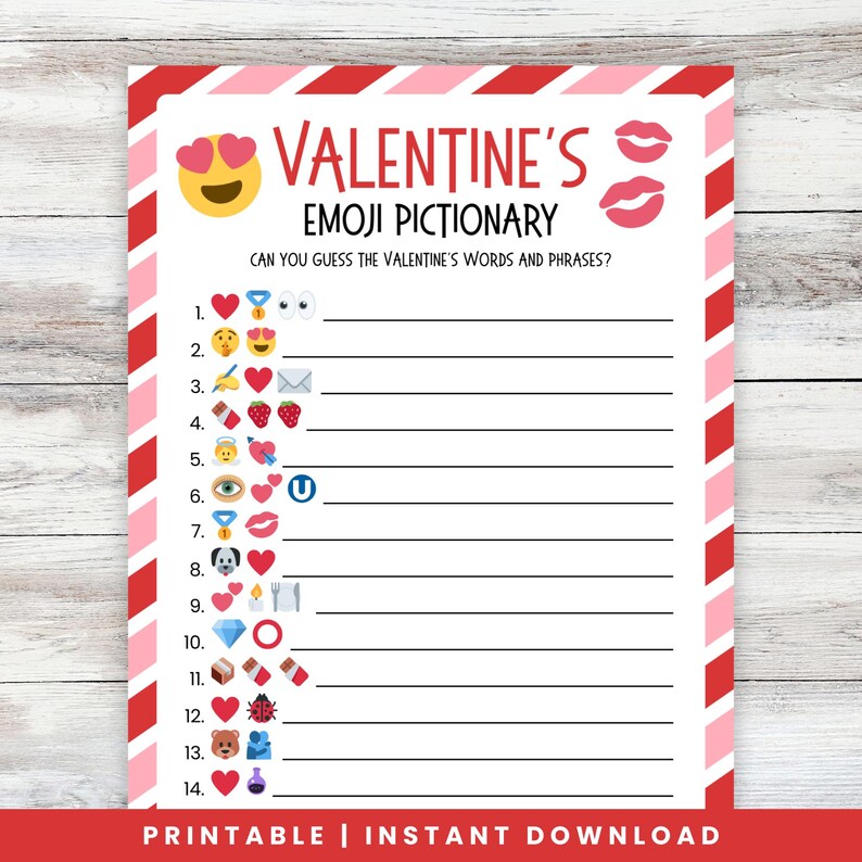 Valentine Emoji Game | Valentine Pictionary | Valentines Day Games ...