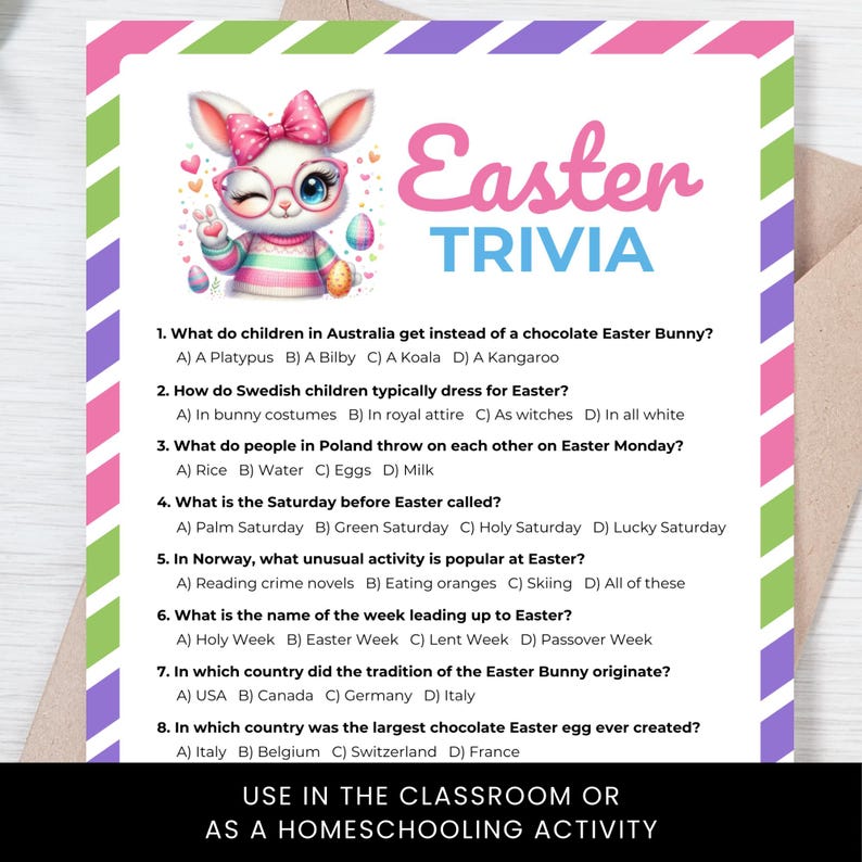 Easter Trivia, Easter Game, Printable Easter Party Game, Easter ...