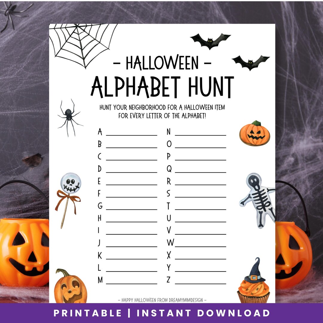 Halloween Scavenger Hunt for Kids | Printable Halloween Game | Alphabet ...