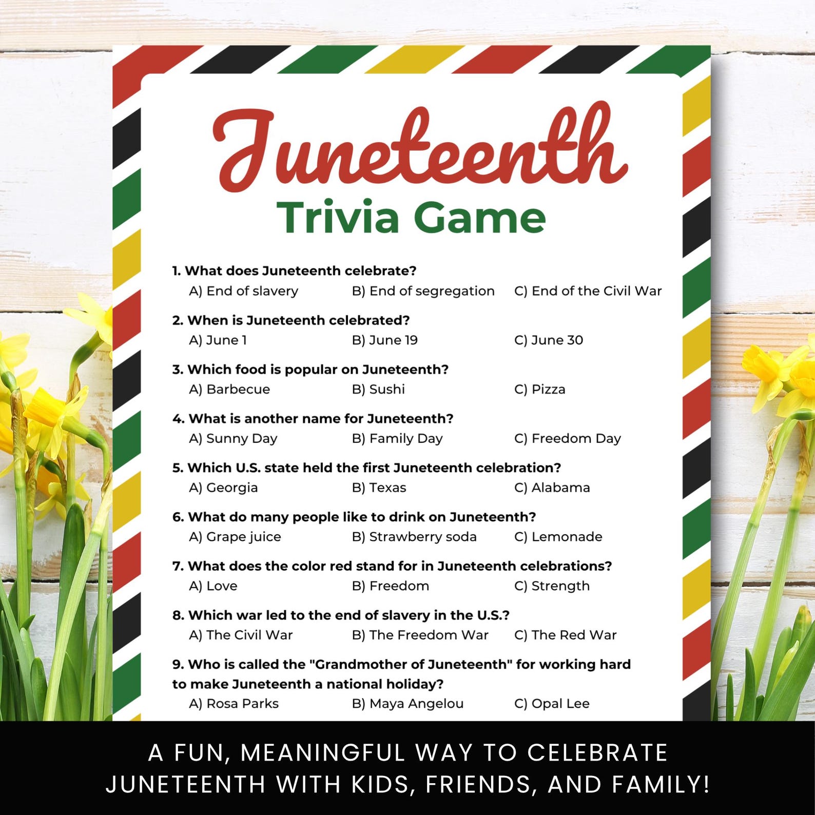 Juneteenth Trivia Game, Juneteenth Quiz, African American History Quiz ...