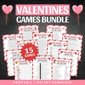 Valentine Game Bundle | 15 PRINTABLE Valentines Games for Kids & Adults ...