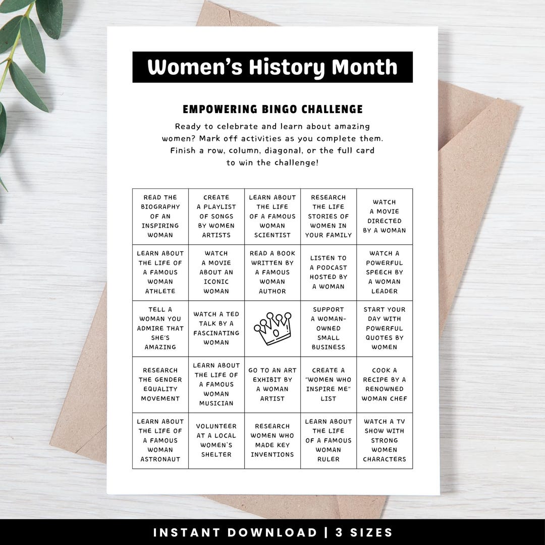 Women’s History Month Bingo Challenge, Printable Classroom Activity ...