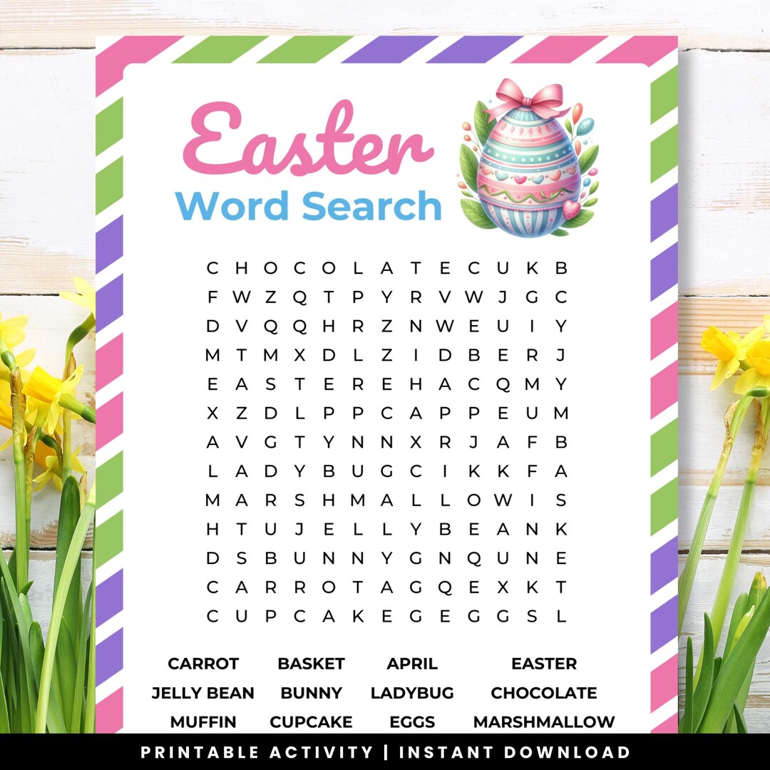 Easter Word Search, No Prep Easter, Printable Easter Game, Easter Party ...