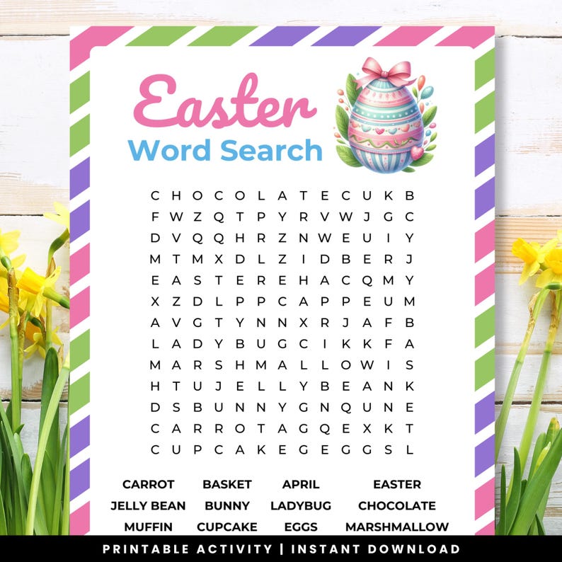 Easter Word Search, No Prep Easter, Printable Easter Game, Easter Party ...