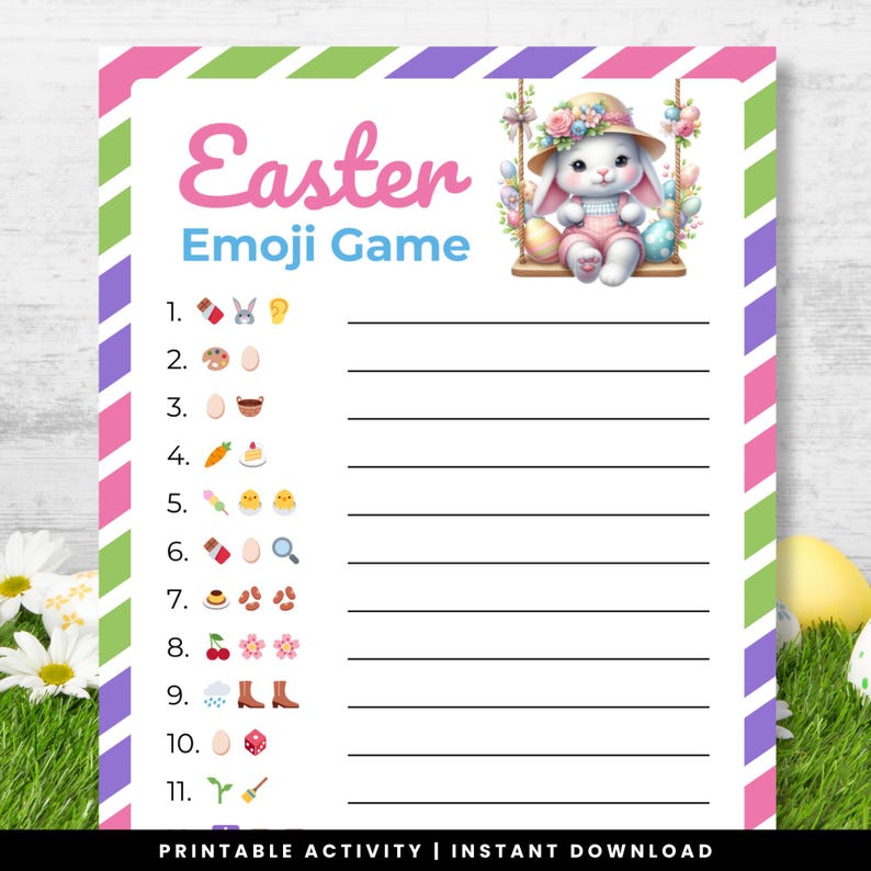 Easter Emoji Game, Easter Pictionary, Printable Easter Game, Easter ...
