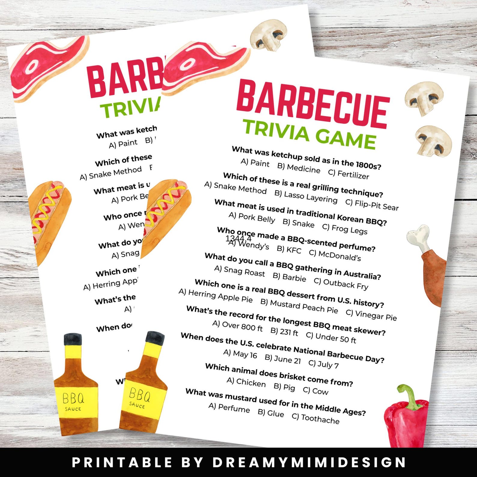 Backyard BBQ Trivia Game | Printable Summer Party Quiz for Family Game ...