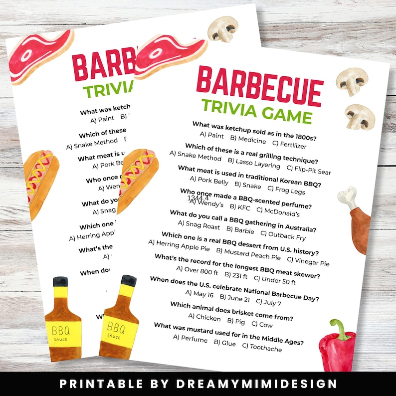 Backyard BBQ Trivia Game | Printable Summer Party Quiz for Family Game ...