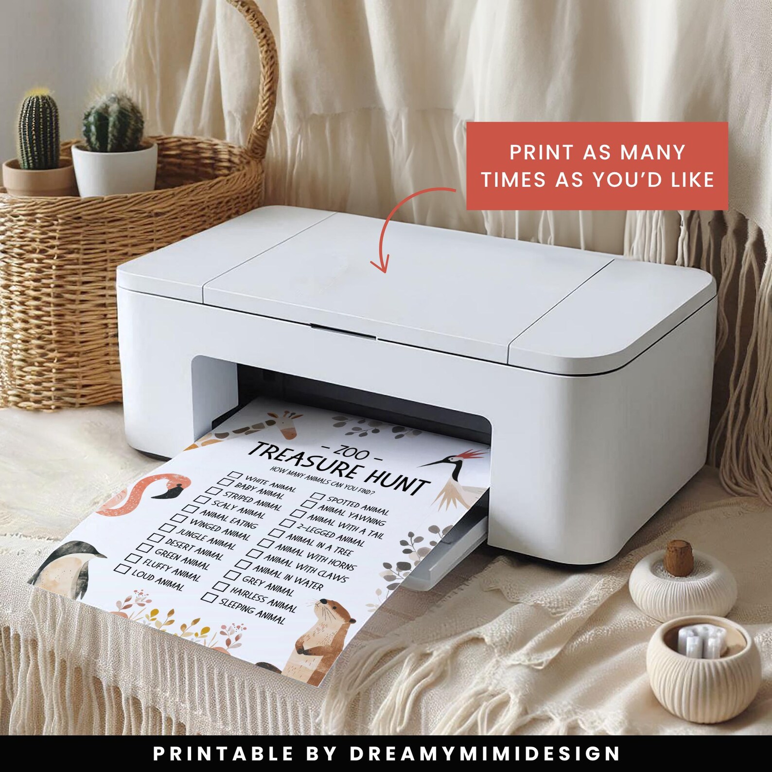 Zoo Scavenger Hunt for Kids, Printable Animal Treasure Hunt Game ...