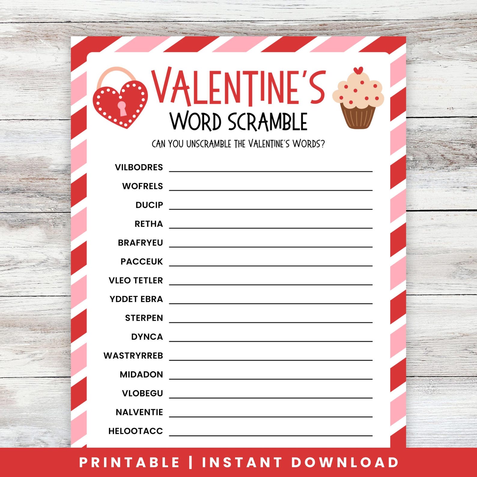 Valentine Word Scramble With Answers | PRINTABLE Word Game for Kids ...