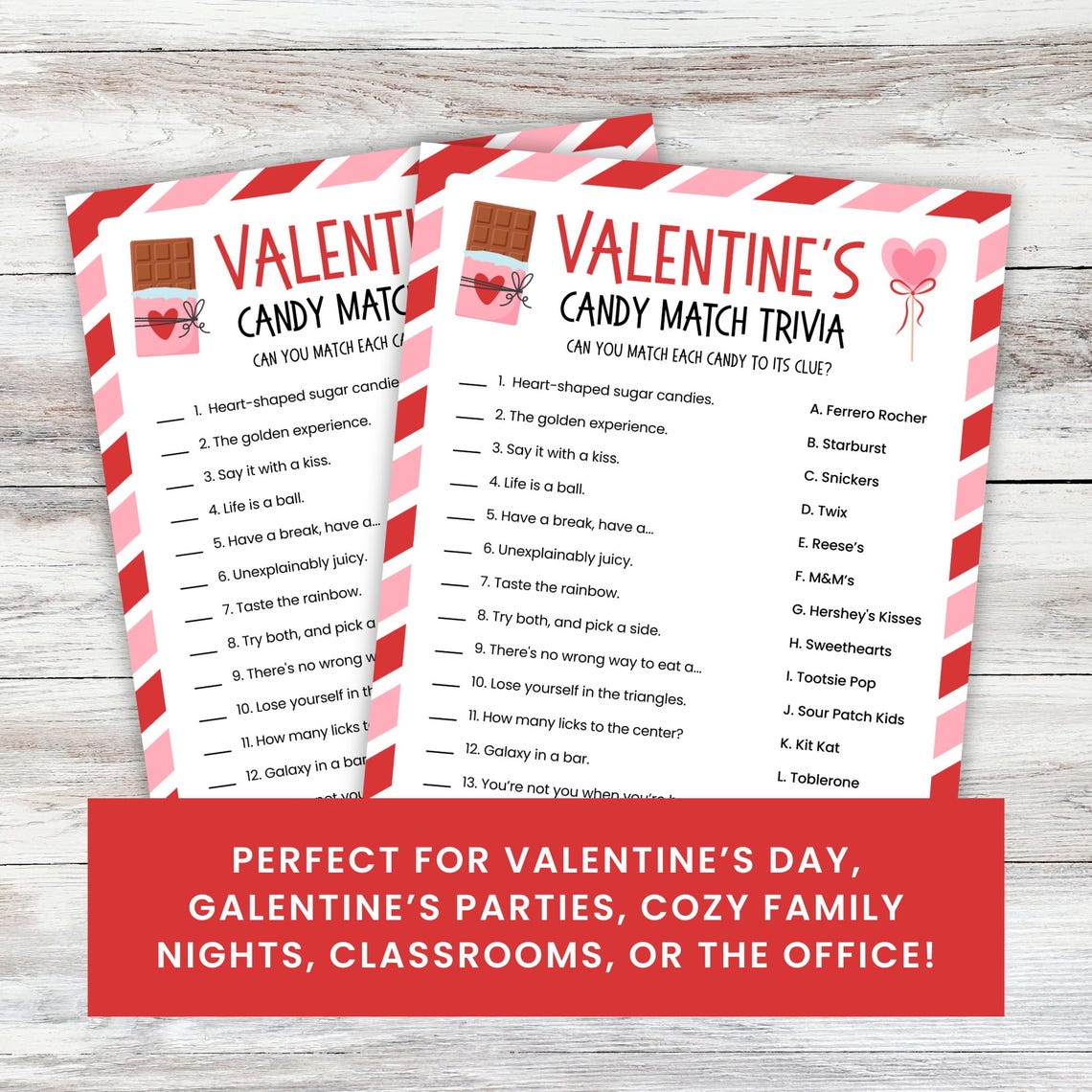 Valentines Candy Match up Game | Valentine Trivia | Valentines Day ...