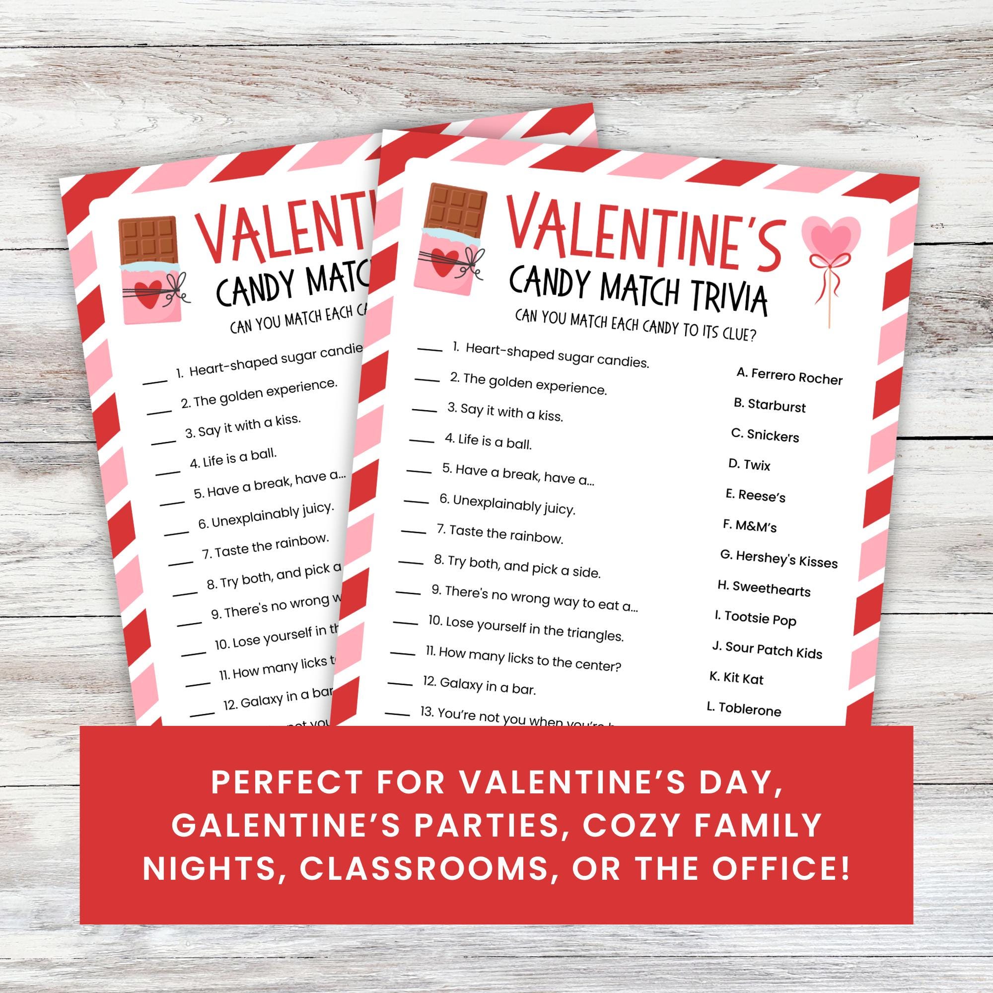 Valentines Candy Match up Game | Valentine Trivia | Valentines Day ...